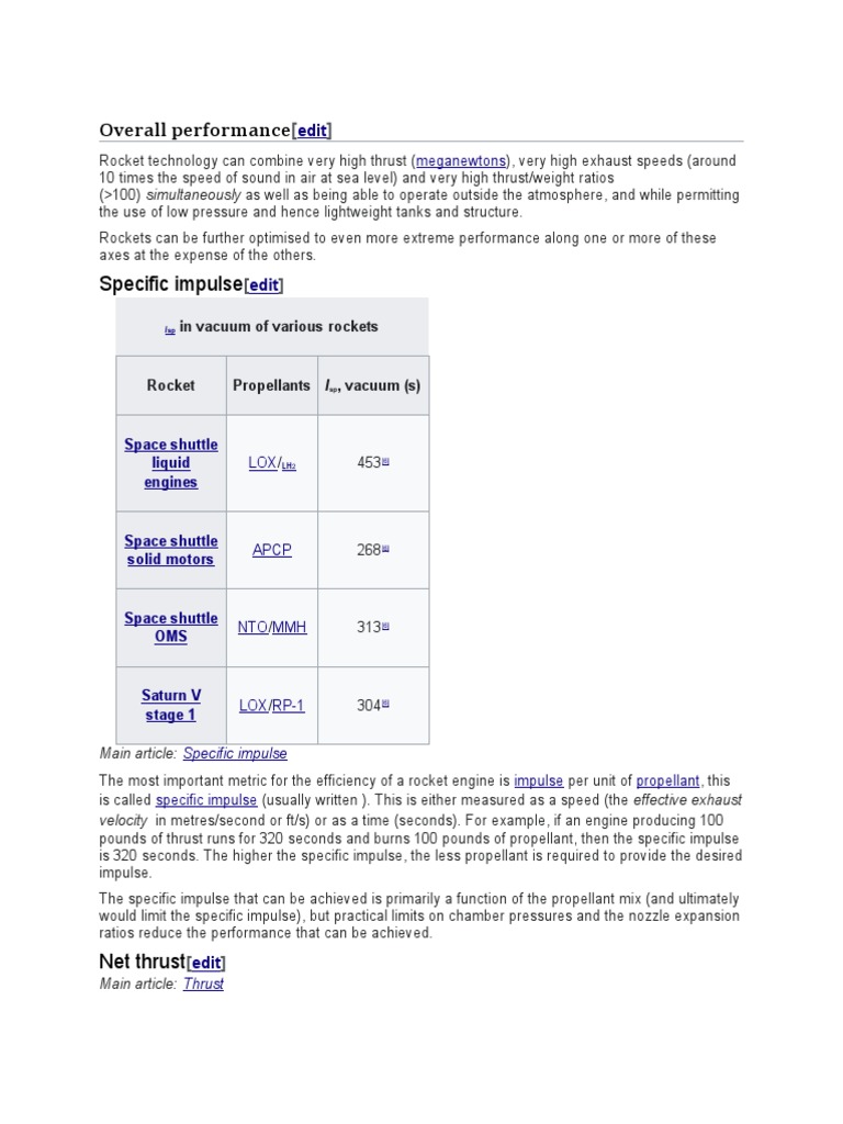 Specific Impulse: Overall Performance | PDF | Rocket Engine | Rocket Propellant