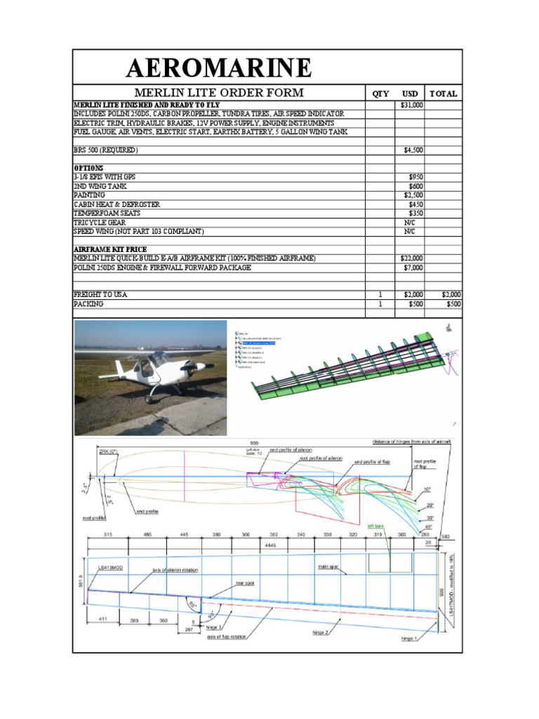 Order Merlin Lite ultralight aircraft and accessories | PDF