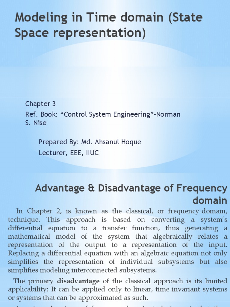 Lecture-3 Modeling in Time Domain | PDF | Control Theory | Equations
