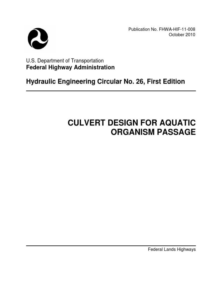 FHWA HEC-26 - Culvert Design For Aquatic Organism Passage - 1st Edition ...