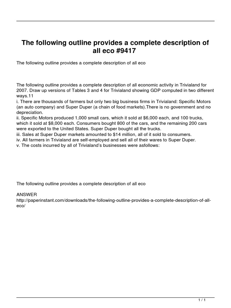 The Following Outline Provides A Complete Description of All Eco | PDF ...