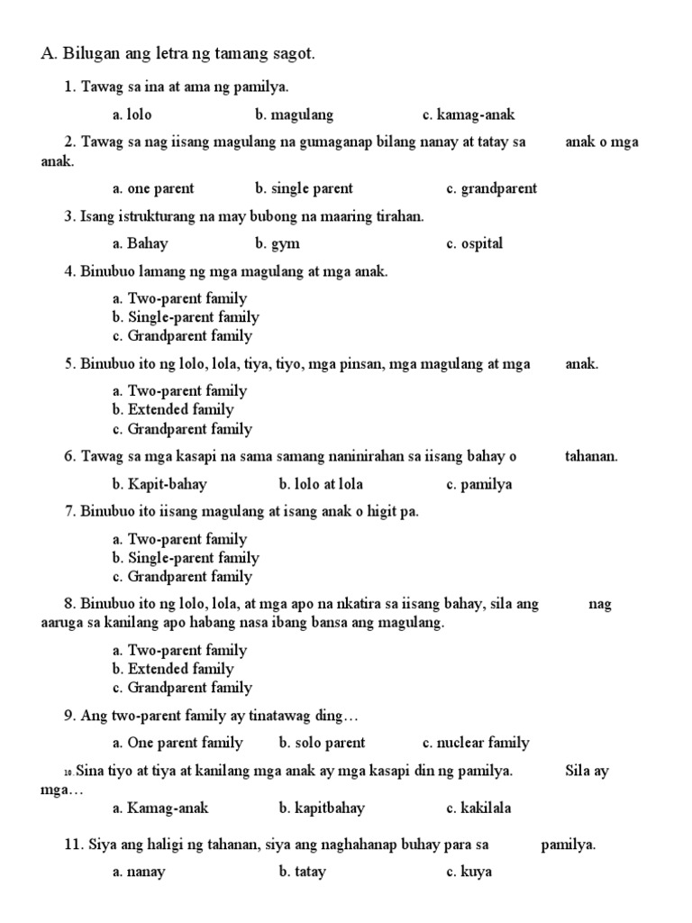 Bilugan Ang Letra NG Tamang Sagot | PDF