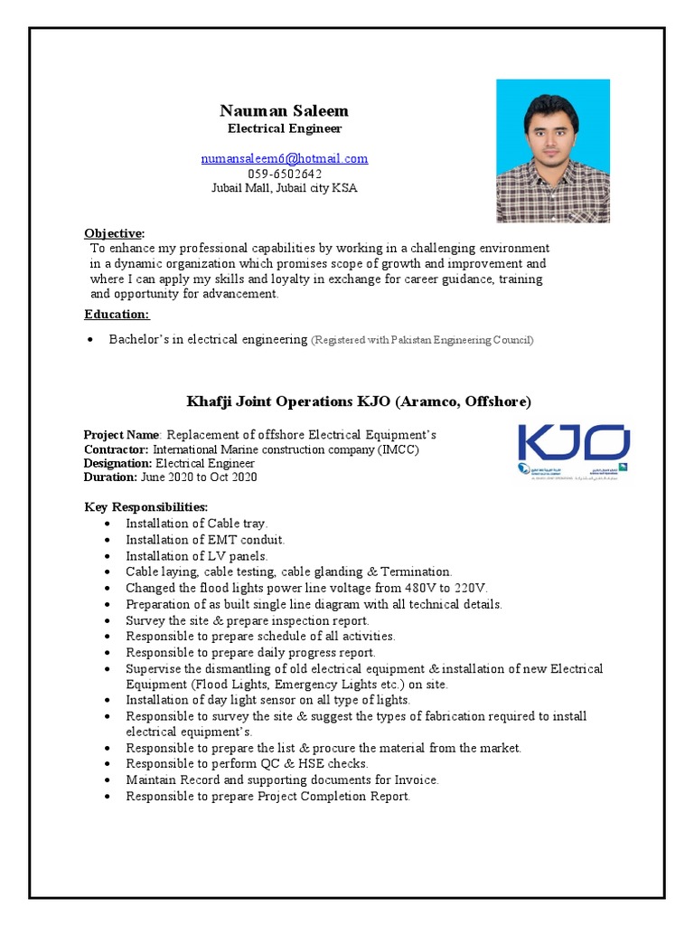 Engr Nauman Saleem CV | PDF | Electrical Substation | Manufactured Goods