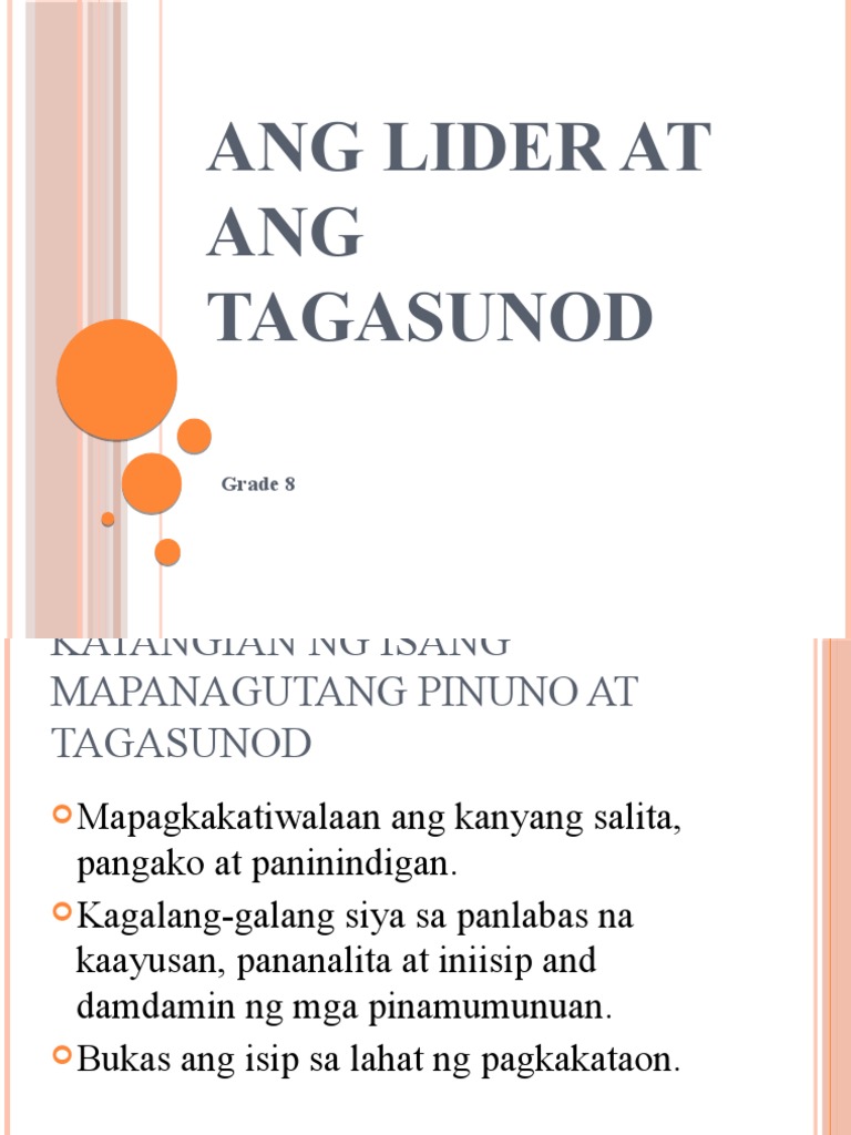 Ang Lider at Ang Tagasunod | PDF
