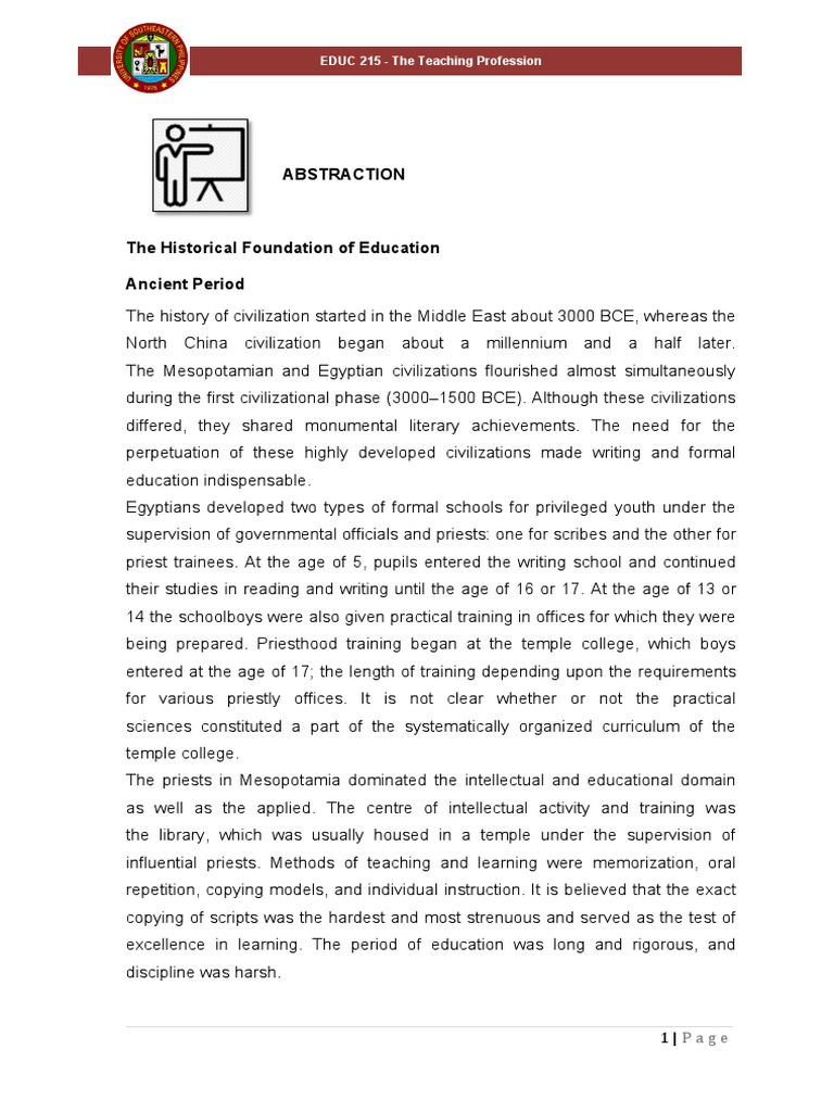 Historical Foundation of Education | PDF | Rhetoric | Psychology