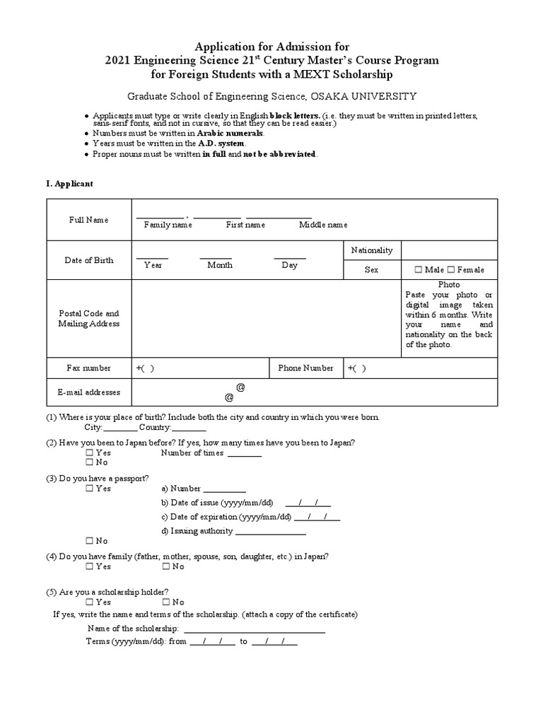 2021 MEXT Scholarship Application Guide | PDF | Test Of English As A ...