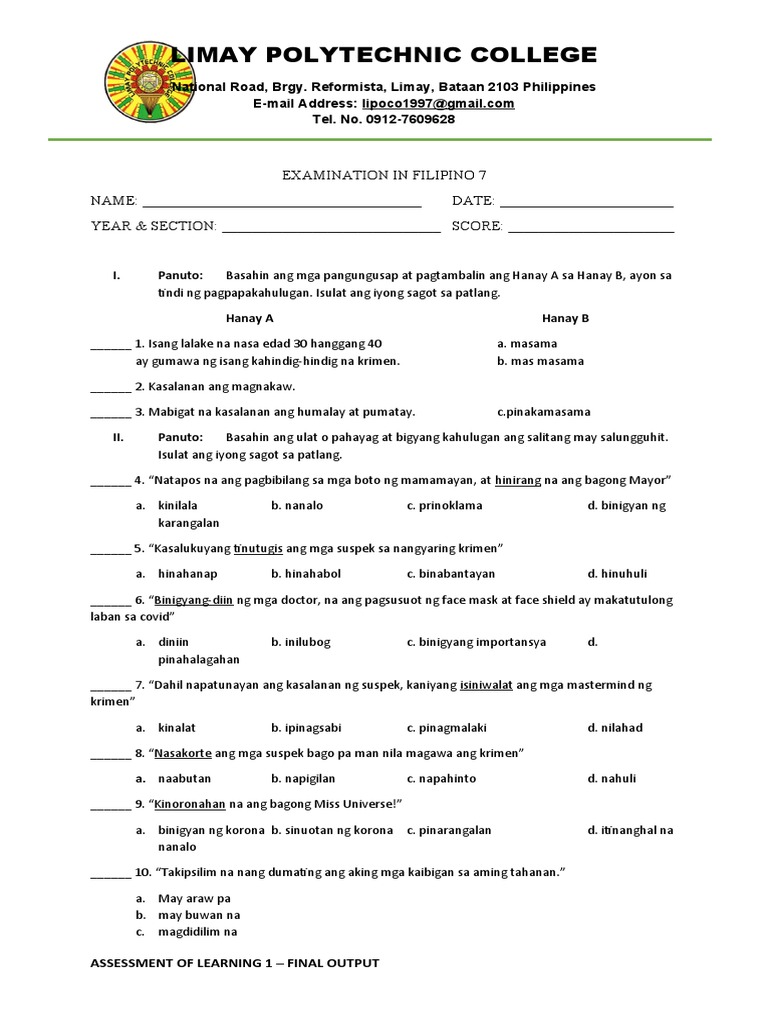 Format For Final Output | PDF