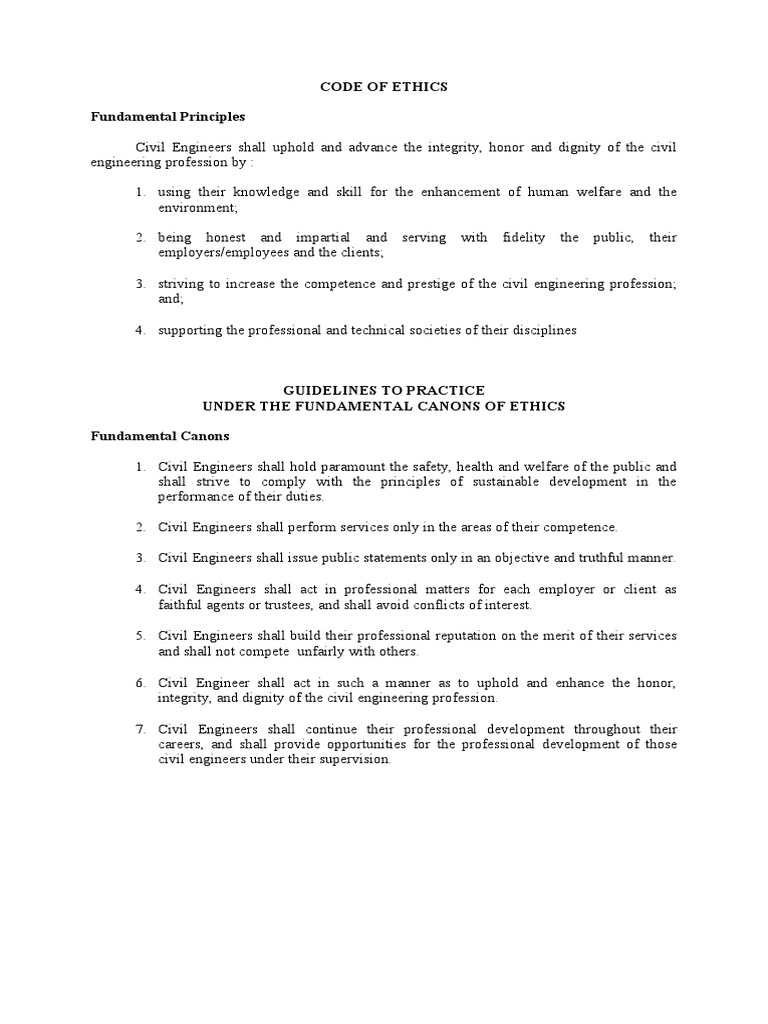 Code of Ethics Fundamental Principles | PDF