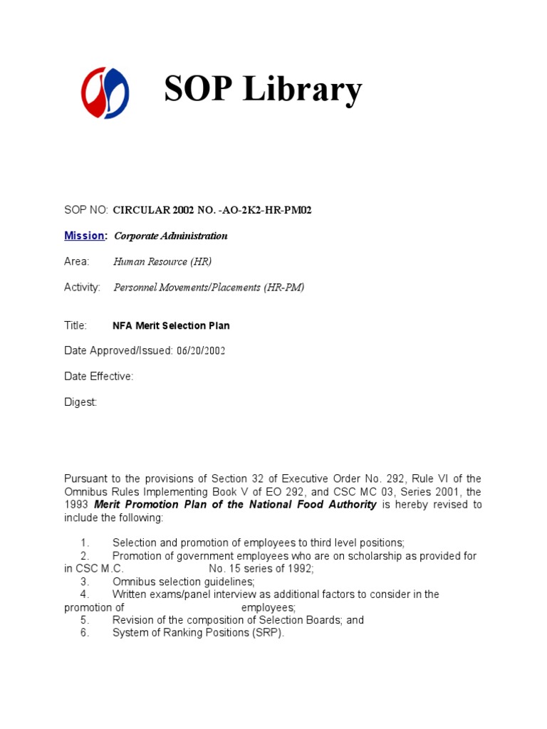 NFA Merit Selection Plan | PDF | Competence (Human Resources ...