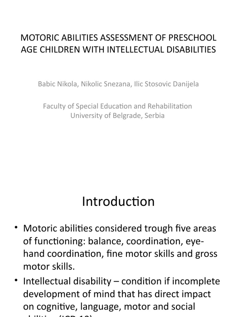 Motoric Abilities Assessment of Preschool Age Children With | PDF ...