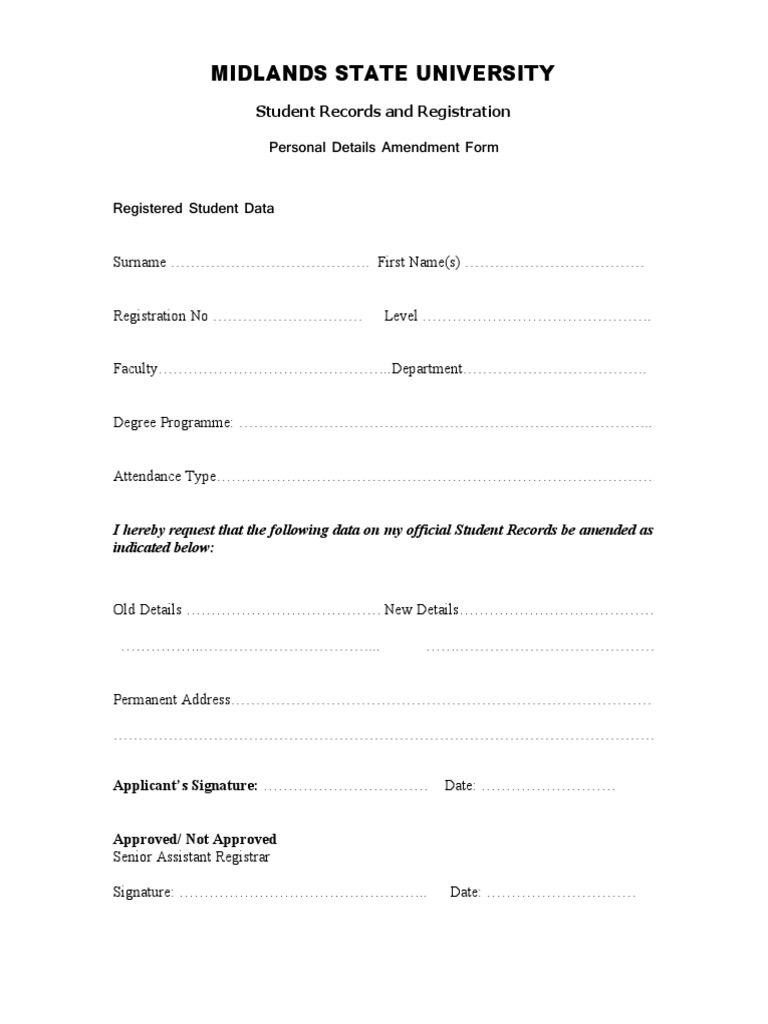Personal Details Ammendment Form | PDF