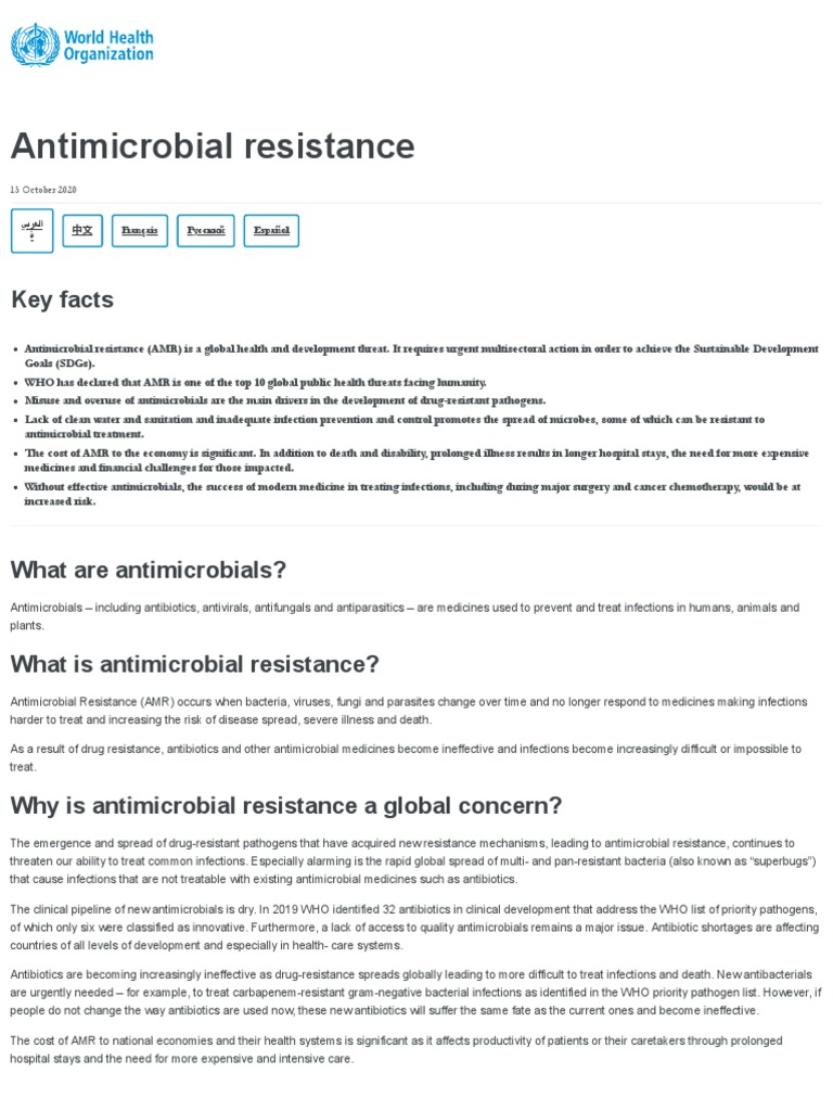 WHO Antimicrobial Resistance | PDF | Antimicrobial Resistance ...