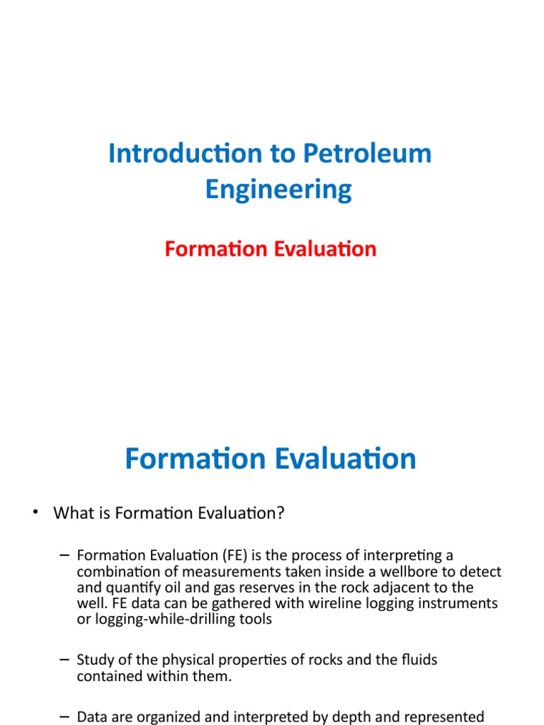 Formation Evaluation in Petroleum Engineering | PDF | Physical Sciences ...