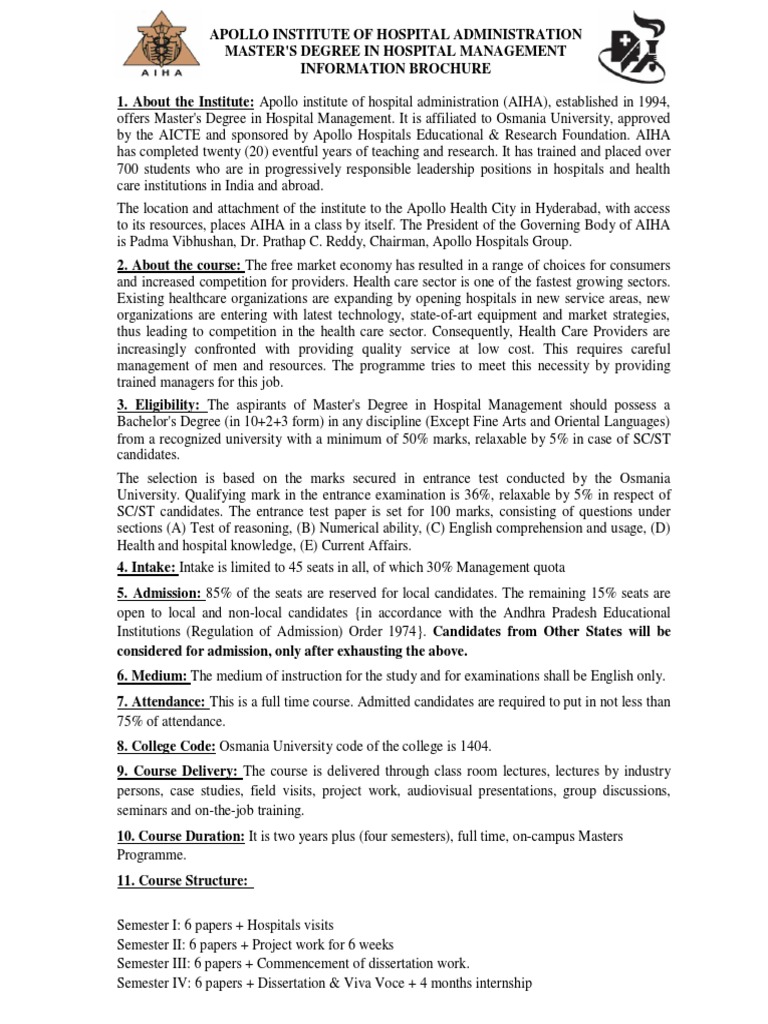 MDHM Information Brochure | PDF | Academic Degree | Thesis