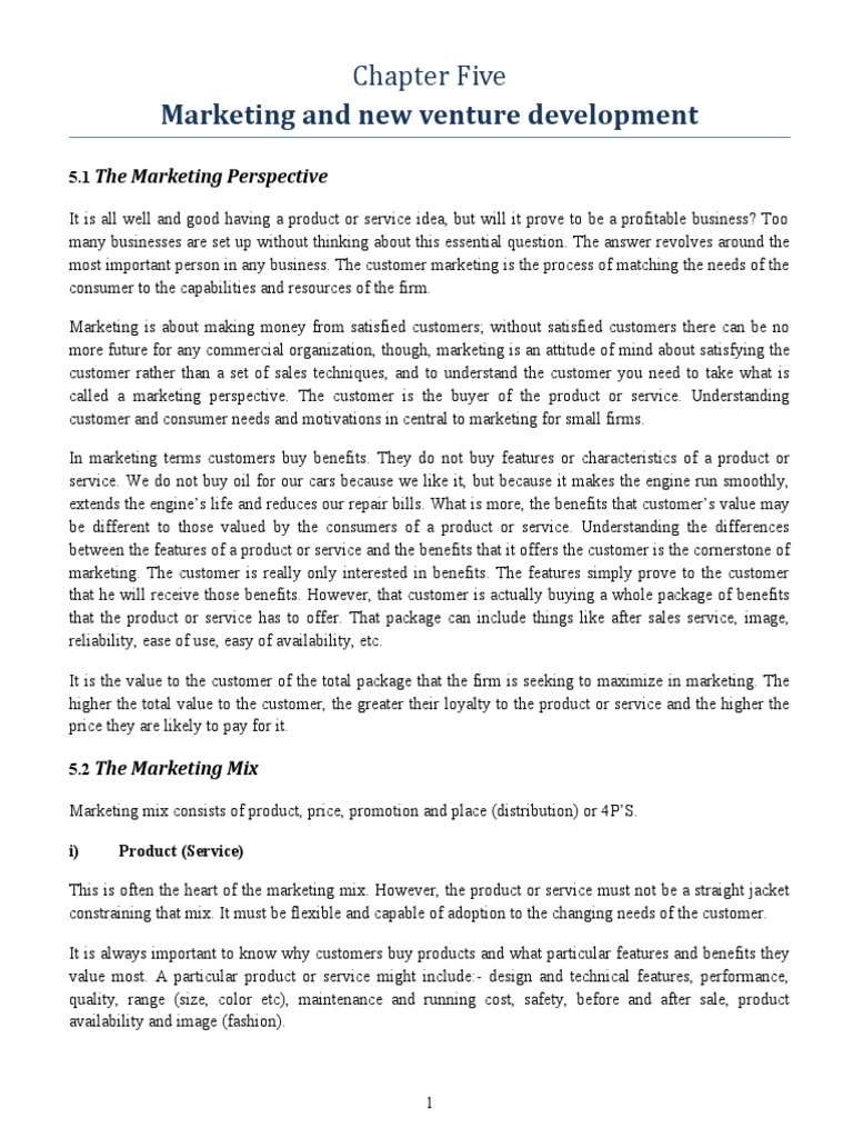 CH 05 Marketing and New Venture Devt | PDF | Marketing Research | Marketing