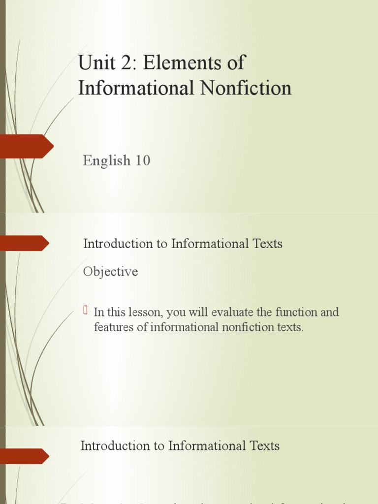 Unit 2: Elements of Informational Nonfiction: English 10 | PDF | Sea ...