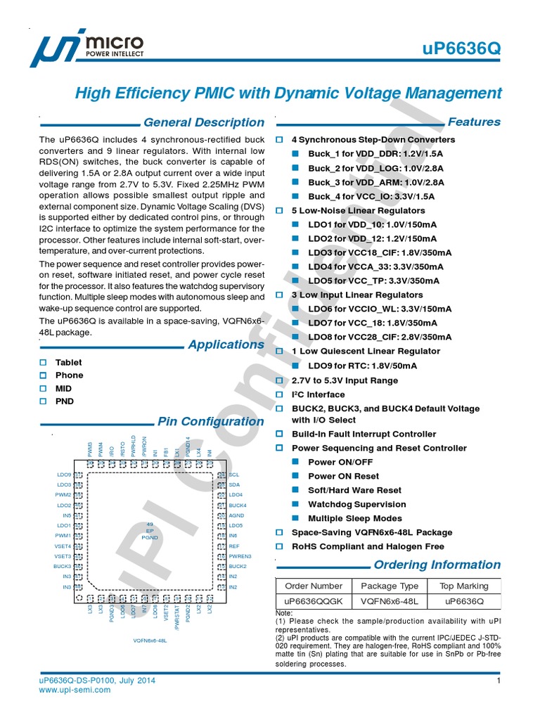 uPI Confidential: High Efficiency PMIC With Dynamic Voltage Management | PDF | Input/Output ...