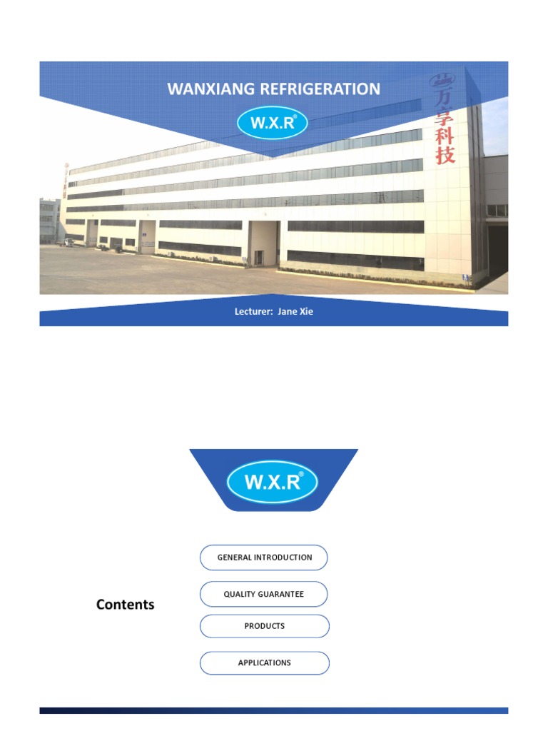 Wanxiang Refrigeration: Lecturer: Jane Xie | PDF | Heat Exchanger ...