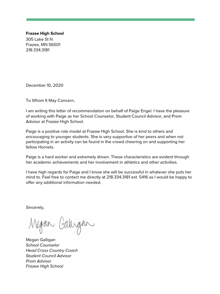 Letter of Recommendation - Pe 12 10 20 | PDF