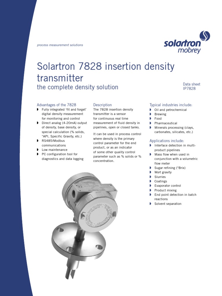 Solartron 7828 Insertion Density Transmitter: The Complete Density ...