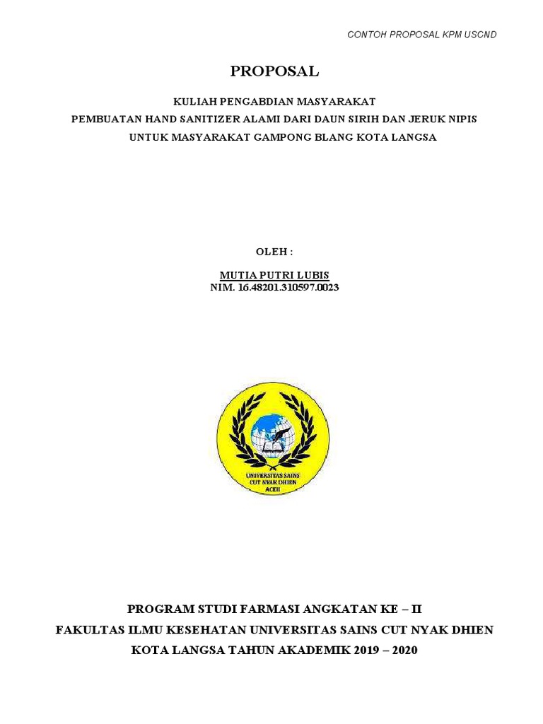 Contoh PROPOSAL KPM 2020 | PDF
