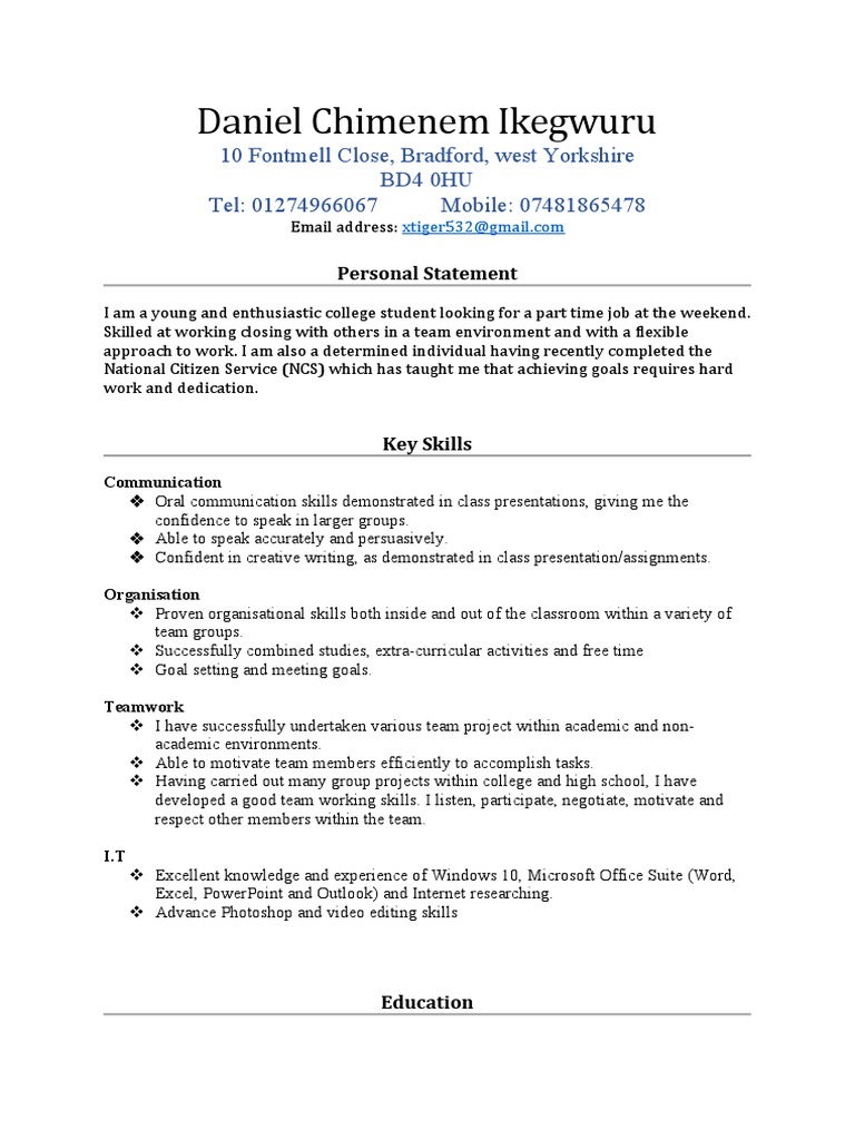 Daniel CV 2 | PDF | Human Nature | Communication