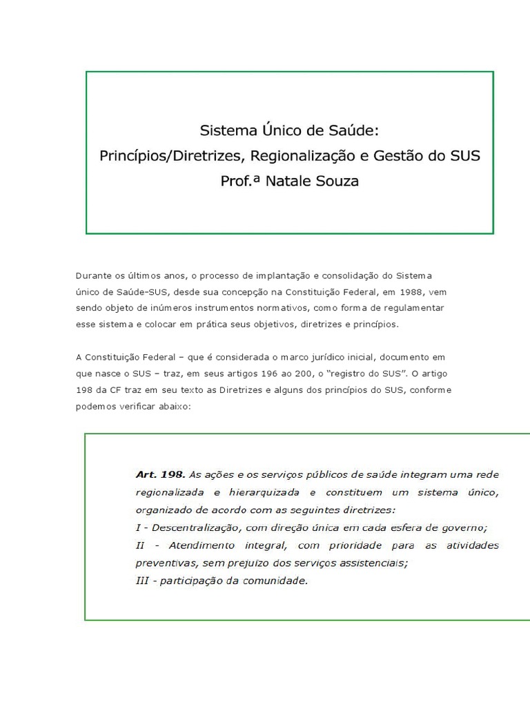 Resumo de Algumas Leis e Portarias Do SUS | PDF | Promoção de saúde ...