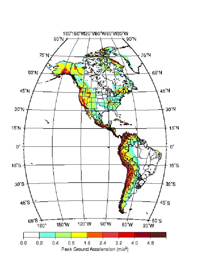 Peak Ground Acceleration - Mapa Sísmico América | PDF