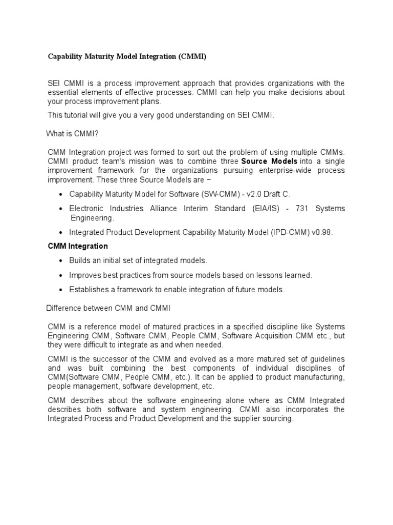CMMI Process Improvement Framework | PDF | Systems Engineering | Business