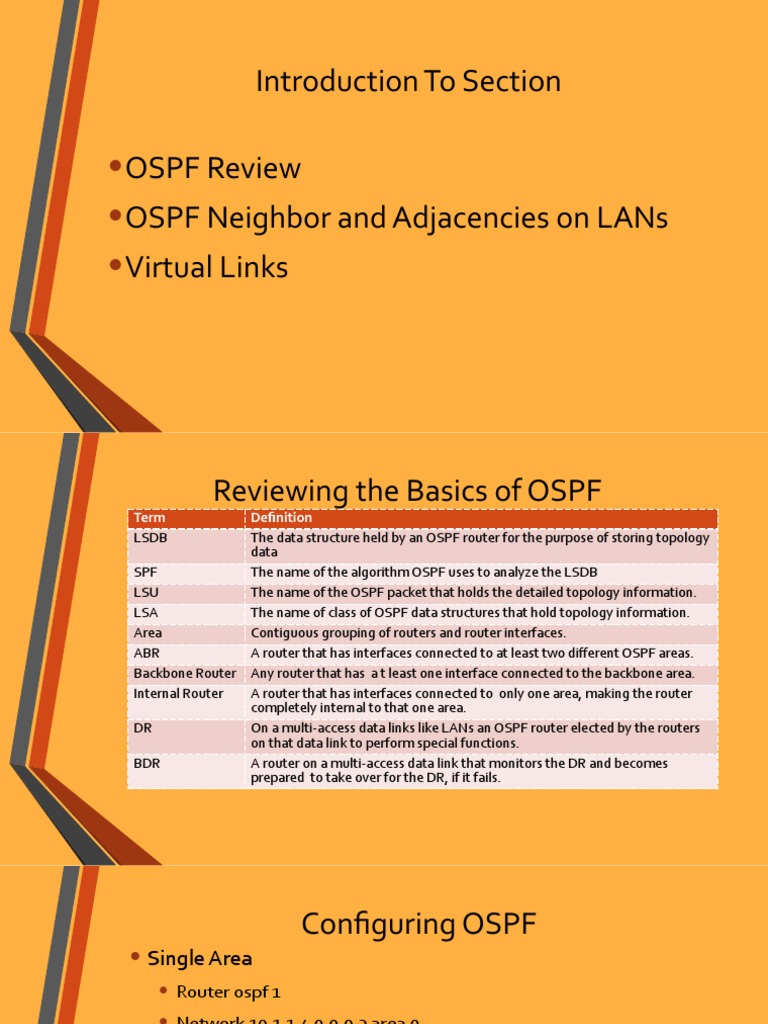 Introduction To Section Ospf Review Ospf Neighbor And Adjacencies On
