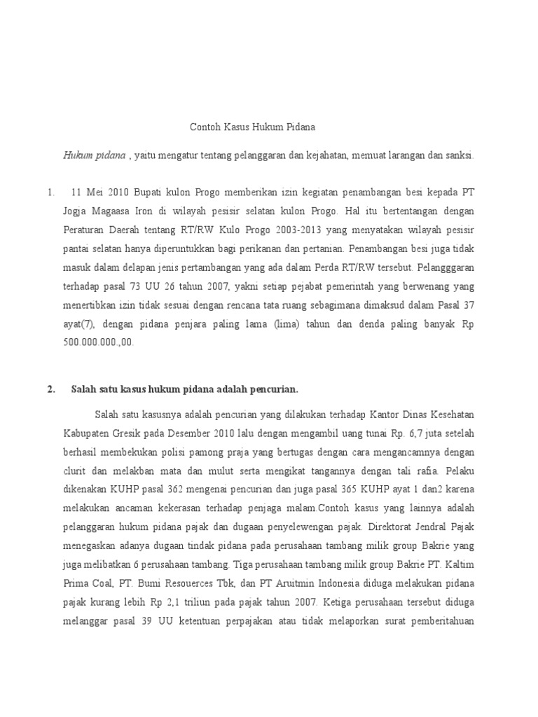 Contoh Kasus Hukum Perdata Dan Pidana | PDF