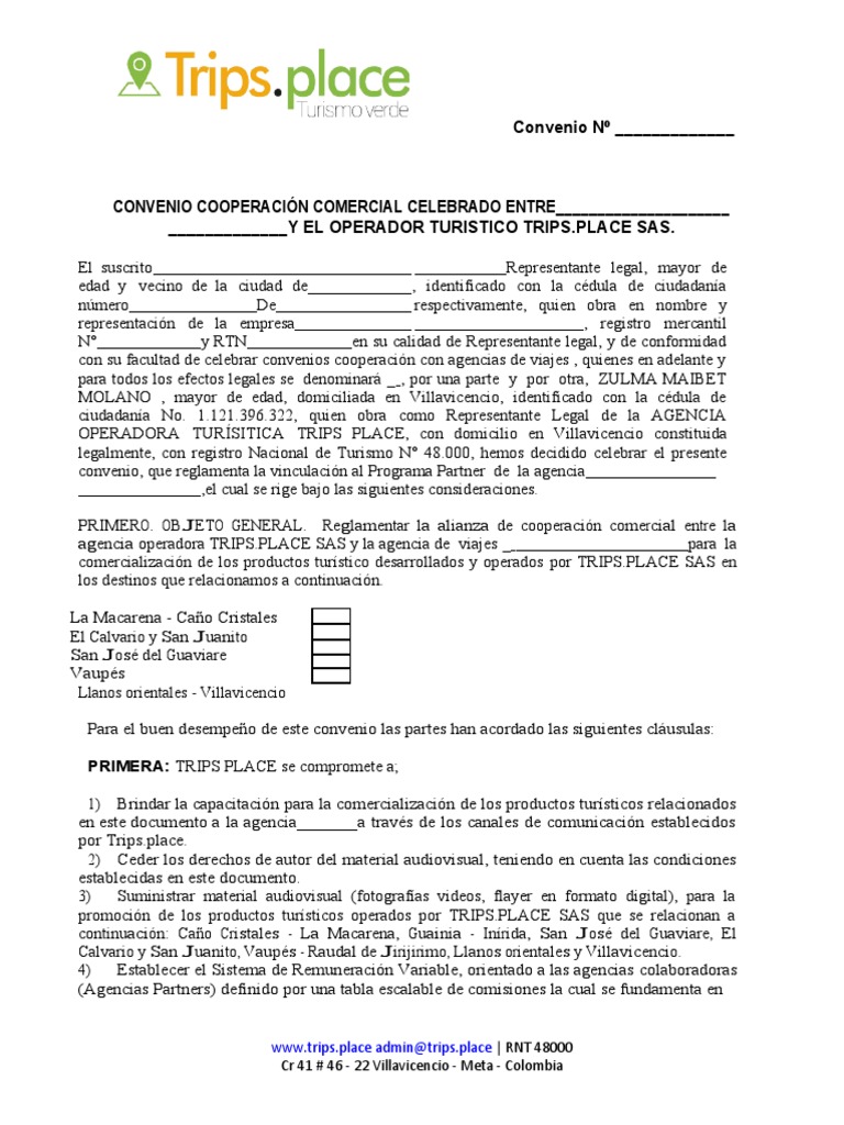 Modelo de Convenio Comercial Entre Agencias de Viajes | PDF | Derechos de autor | Business
