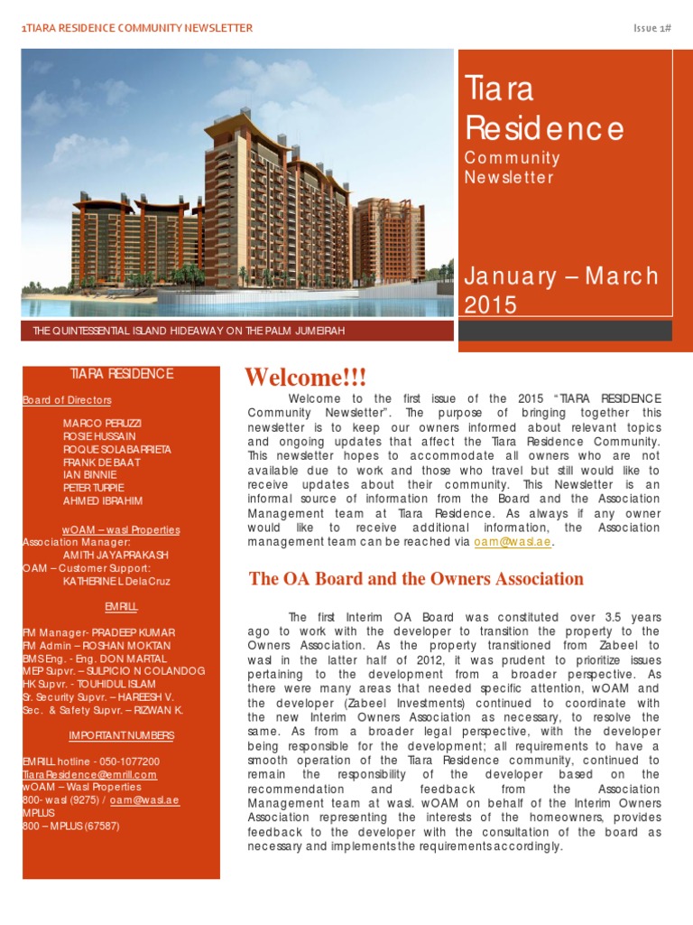 ZcqKeORALcC-Tiara Residence - Newsletter - 2015 Edition 1 | PDF ...