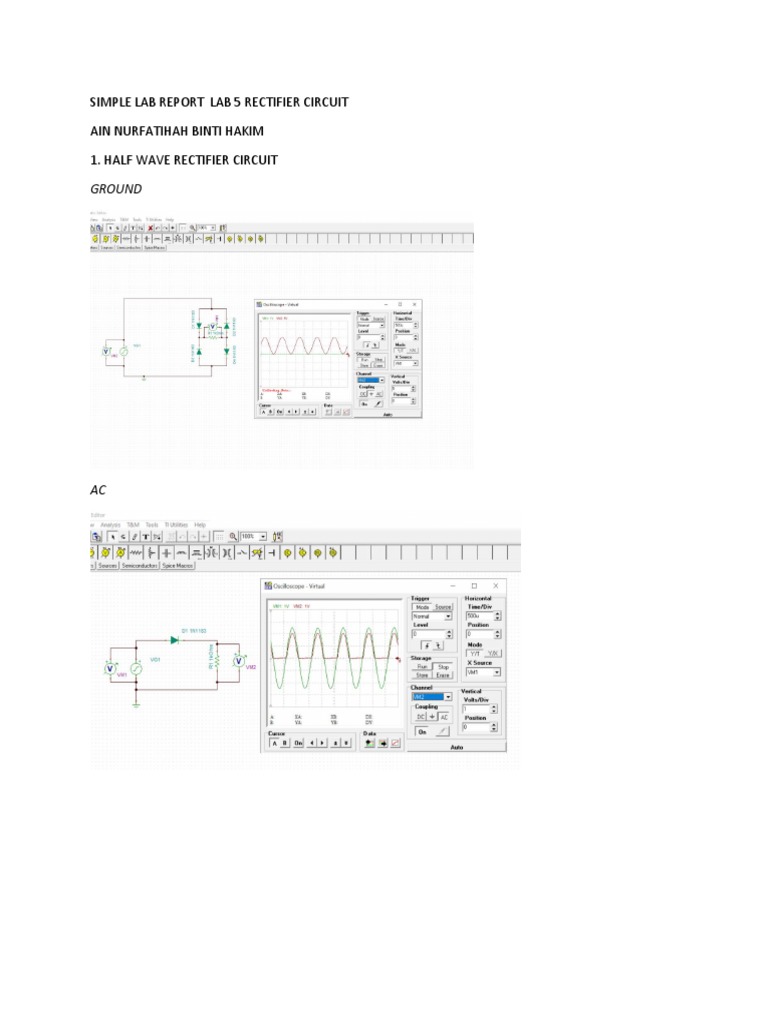 Half Wave Rectifier Lab Report | PDF | Science & Mathematics