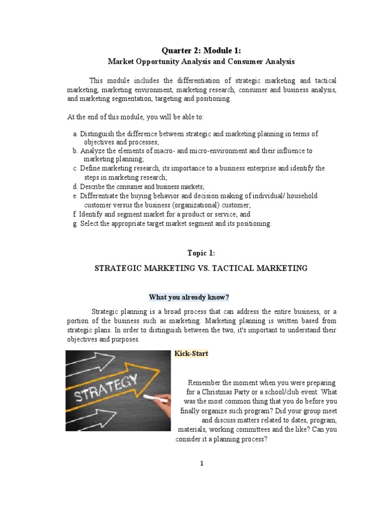 Business Marketing Quarter 2 - Module 1 | PDF | Strategic Management ...
