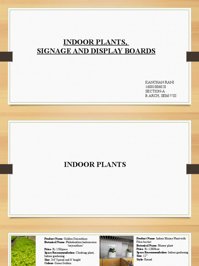 Indoor Plants, Signage and Display Board | PDF | Houseplant | Point Of Sale