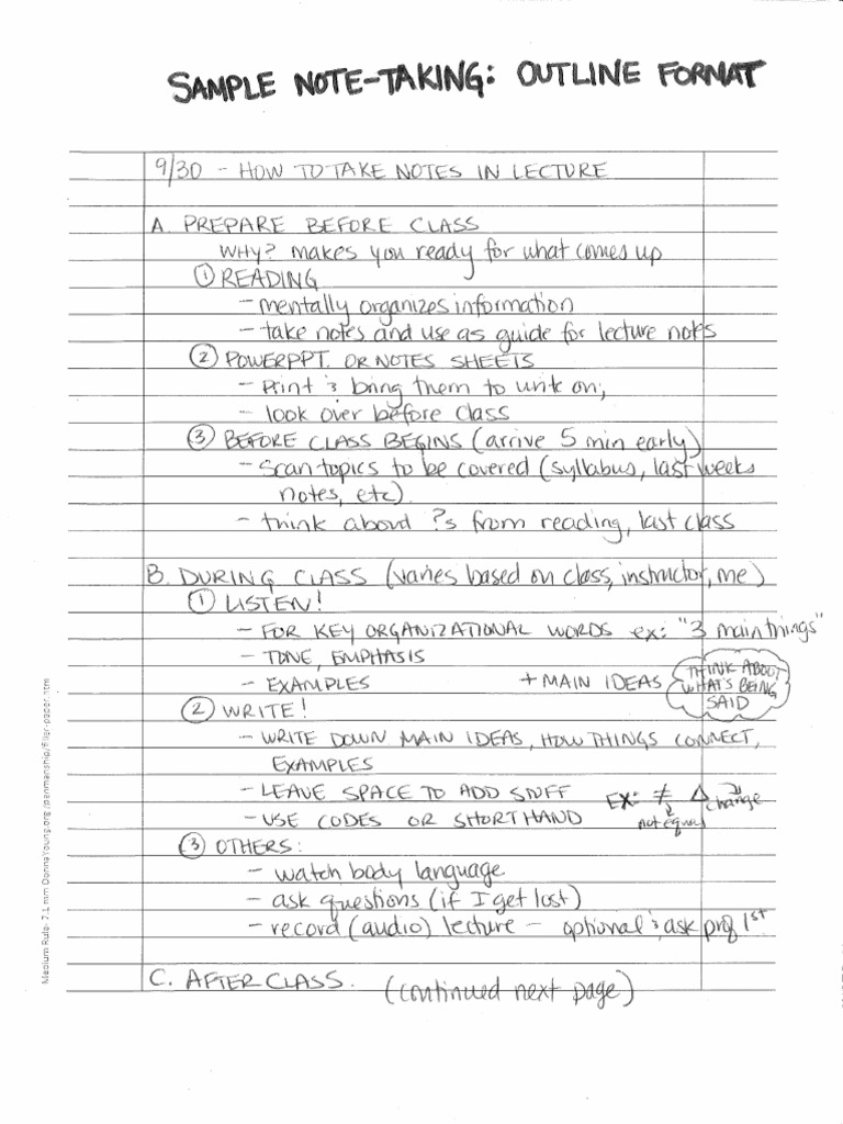 Sample Note-Taking Styles | PDF