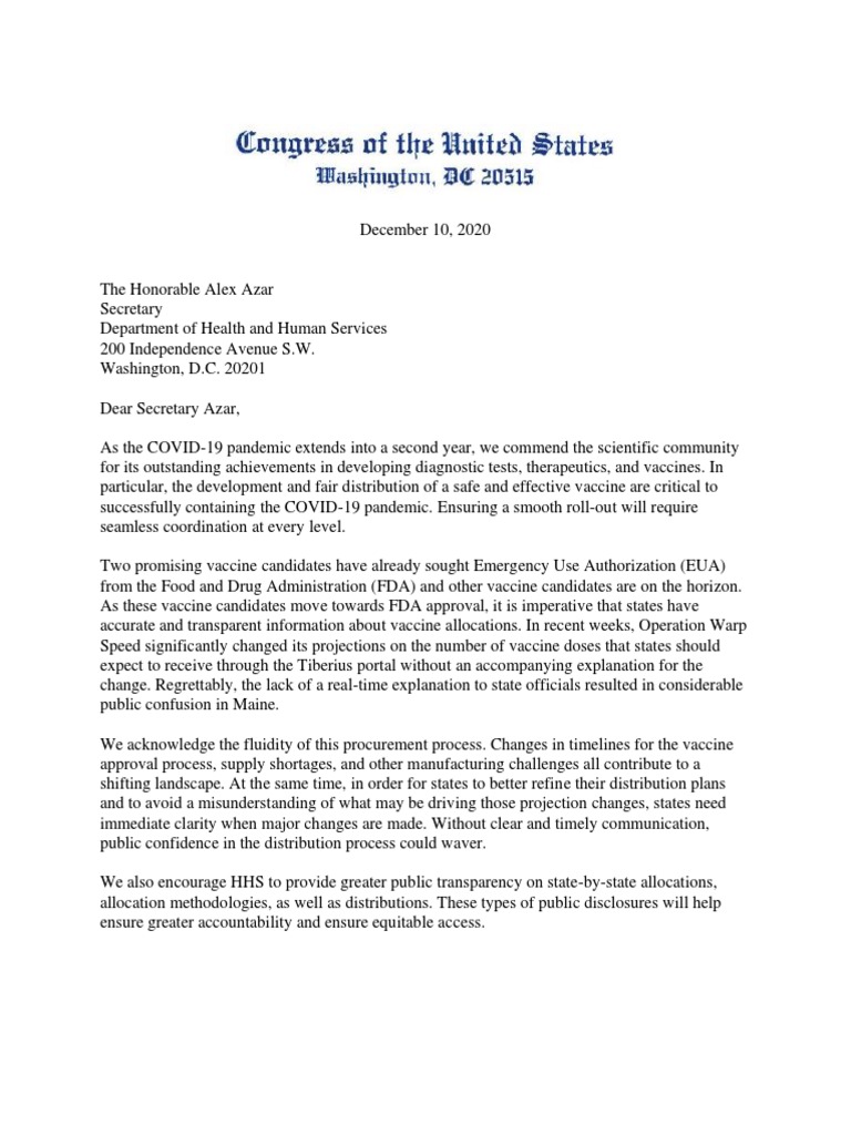 Vaccine Allocation Letter | PDF | Health Sciences | Medicine