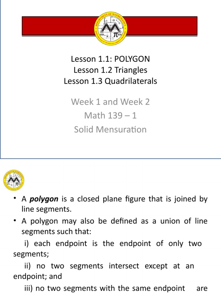 Math 139-1 Lesson 1 and 2 (Latest-Latest) | PDF | Triangle | Area