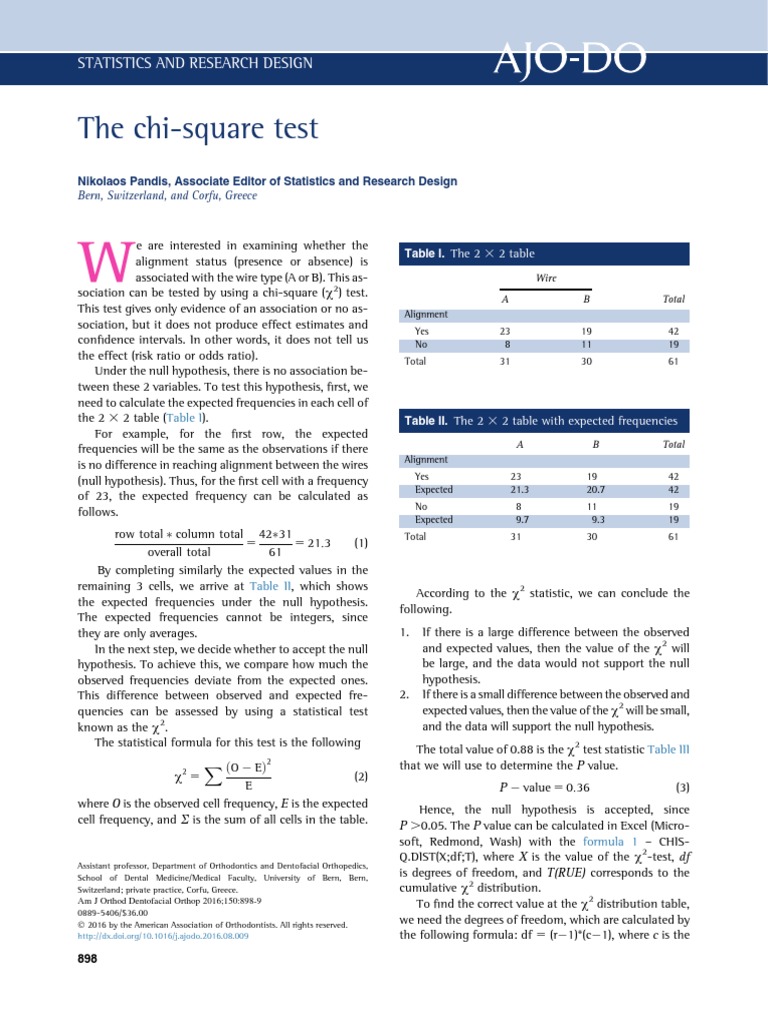 The Chi-Square Test: Statistics and Research Design | PDF | Chi Squared ...