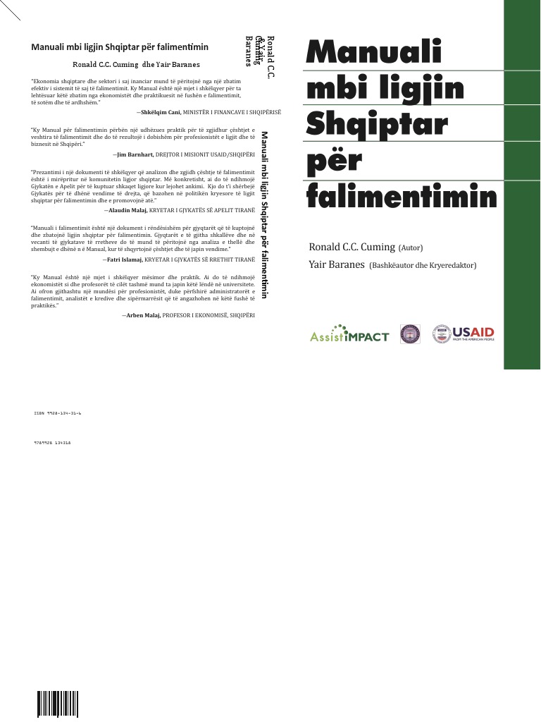 Manuali Mbi Ligjin Shqiptar Per Falimentimin | PDF