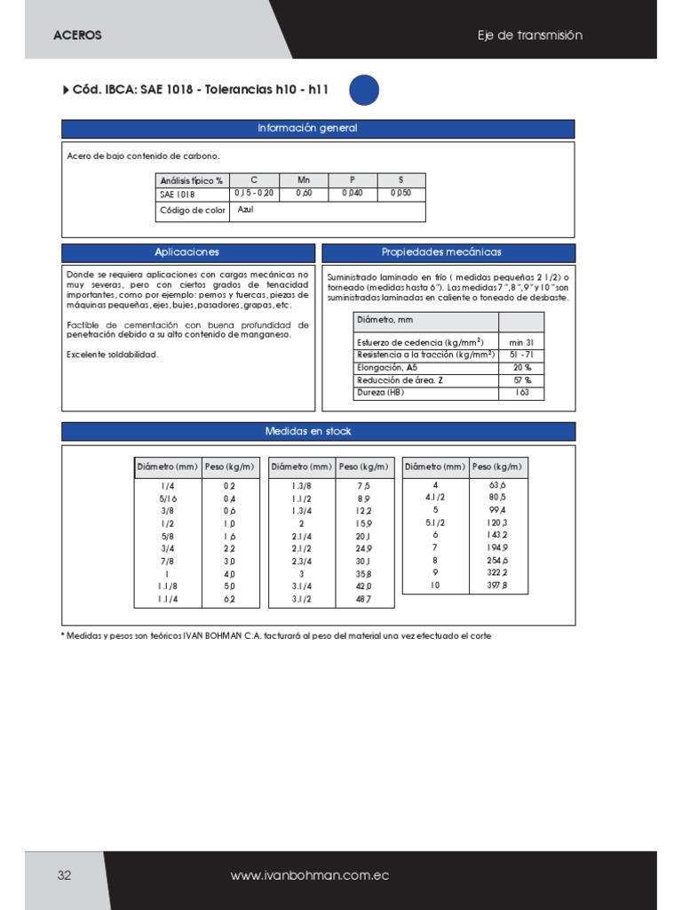 Eje de Transmision SAE 1018 | PDF | Rieles | Materiales
