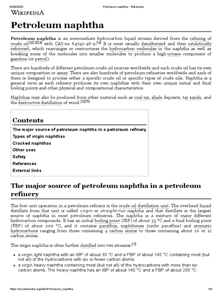 Petroleum Naphtha - Wikipedia | PDF | Fossil Fuels | Glassforming ...
