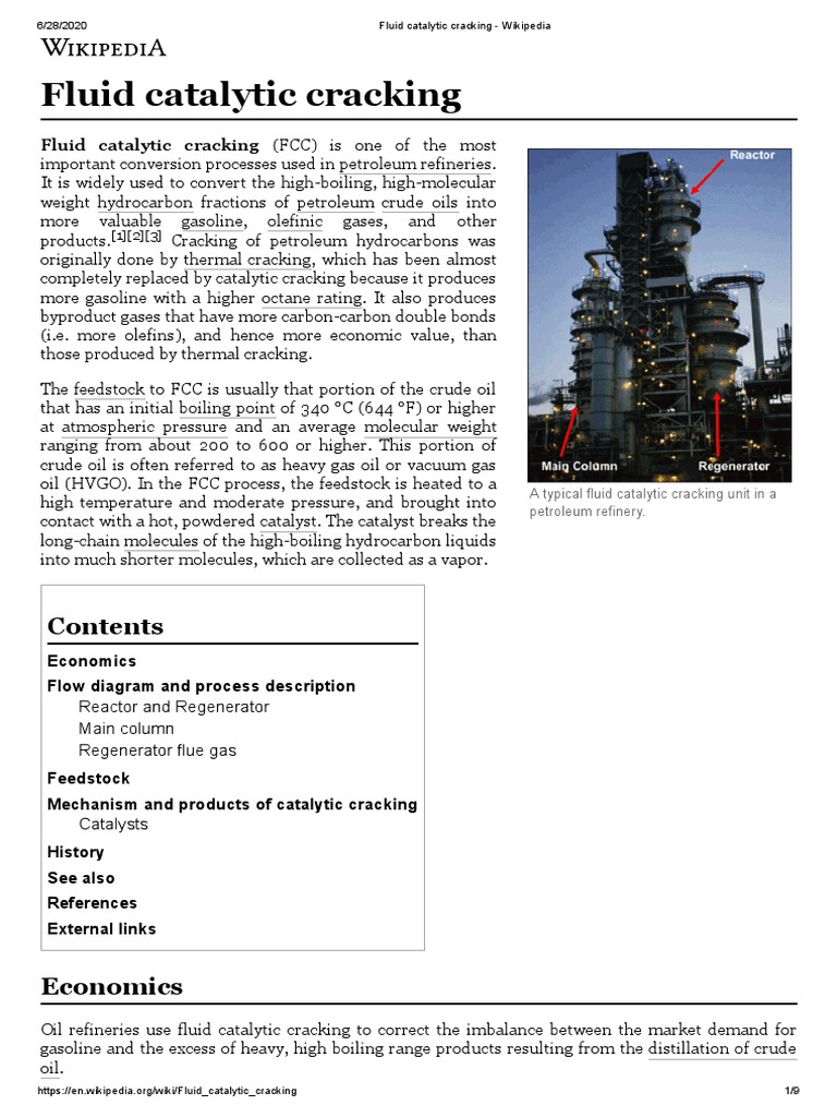Fluid Catalytic Cracking - Wikipedia PDF | PDF | Chemical Substances ...