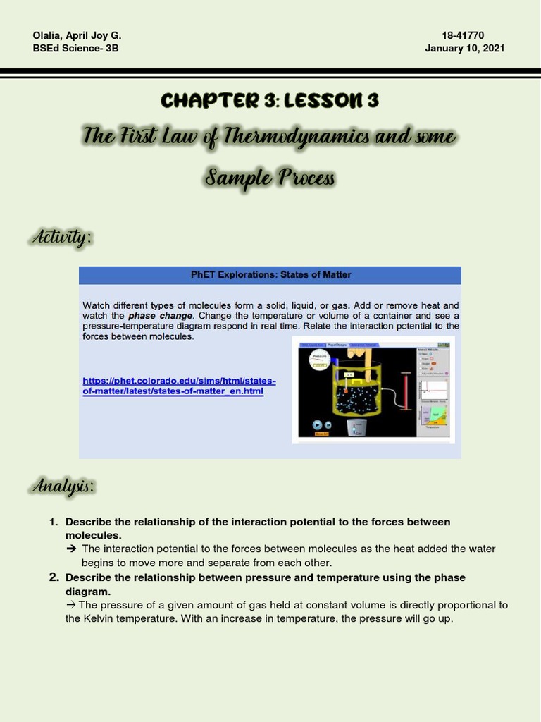 Thermodynamics: Chapter 3 Topic 3 Answers | PDF | Heat | Temperature