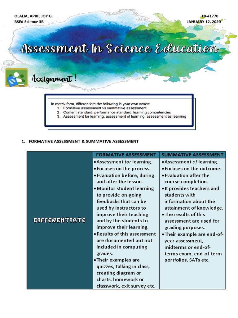Assessment in Science Education | PDF | Educational Assessment ...
