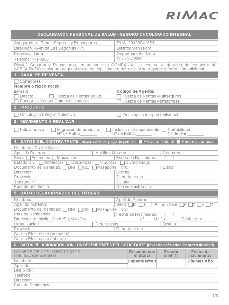 Solicitud - Oncologico - Integral 2021 | PDF | Póliza de seguros | Reaseguro