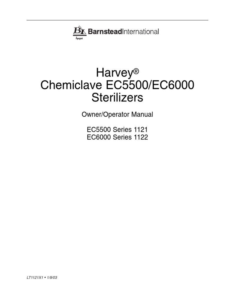 Harvey Chemiclave EC5500/EC6000 Sterilizers: Owner/Operator Manual ...