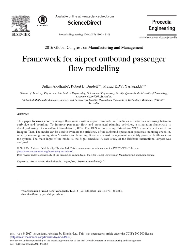 Framework For Airport Outbound Passenger Flow Modelling: Sciencedirect ...
