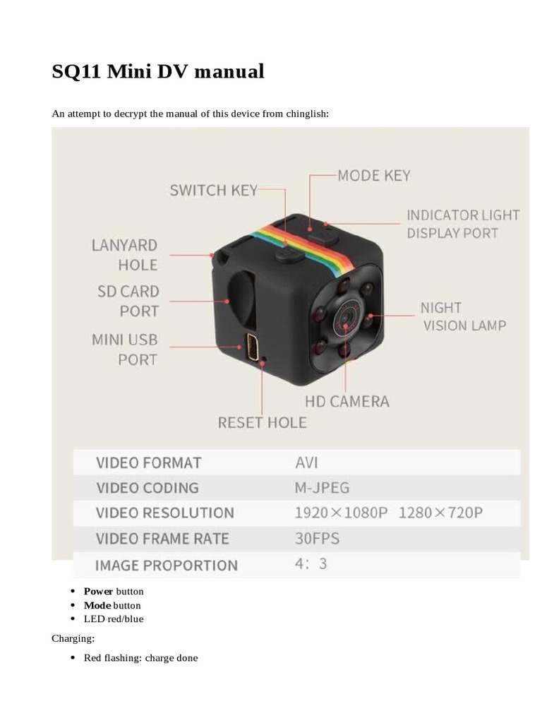 SQ11 Mini DV Camera Manual Guide | PDF | Computers